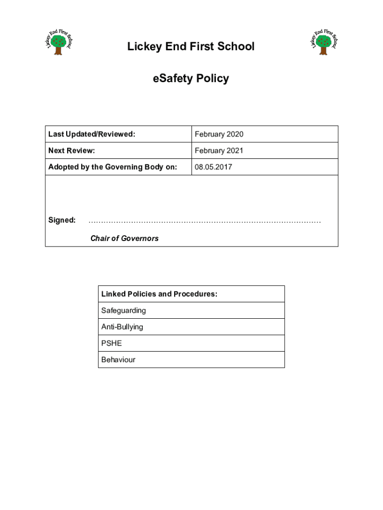 Fillable Online Lickey End First School Safeguarding Policy Fax Email ...