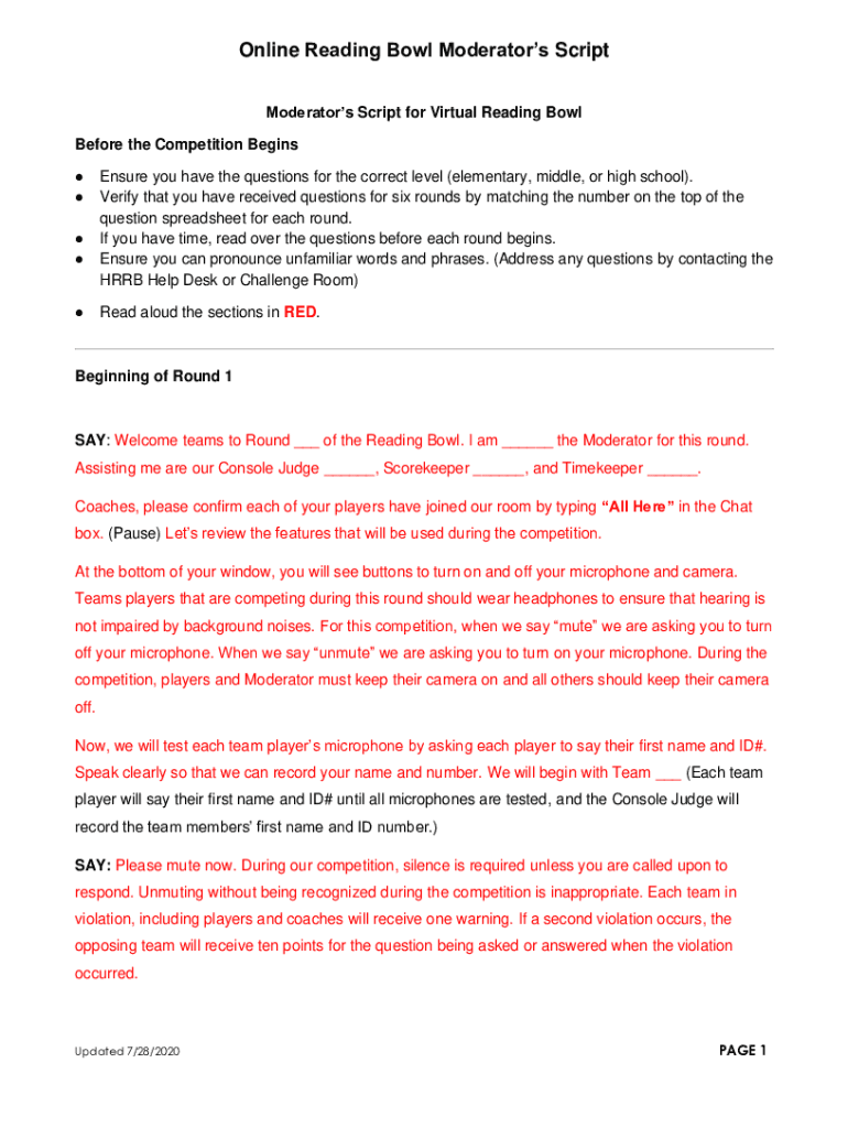 Fillable Online Fillable Online Sample - Moderator Instructions Fax ...