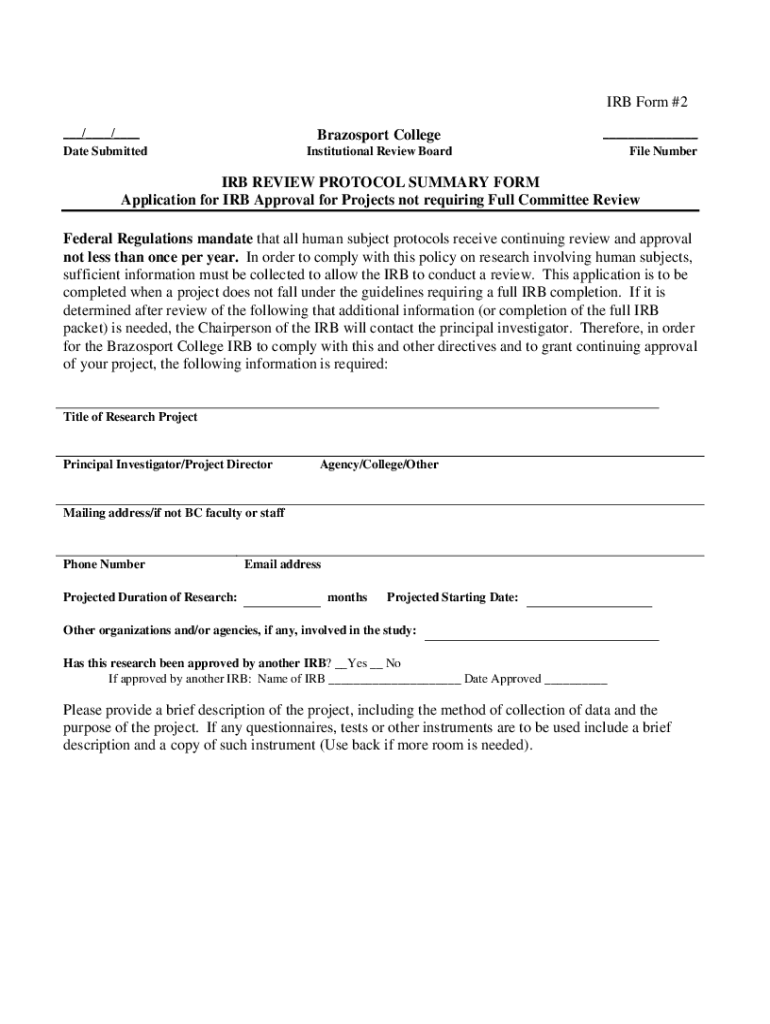 Fillable Online formal research ethics review application Fax Email ...