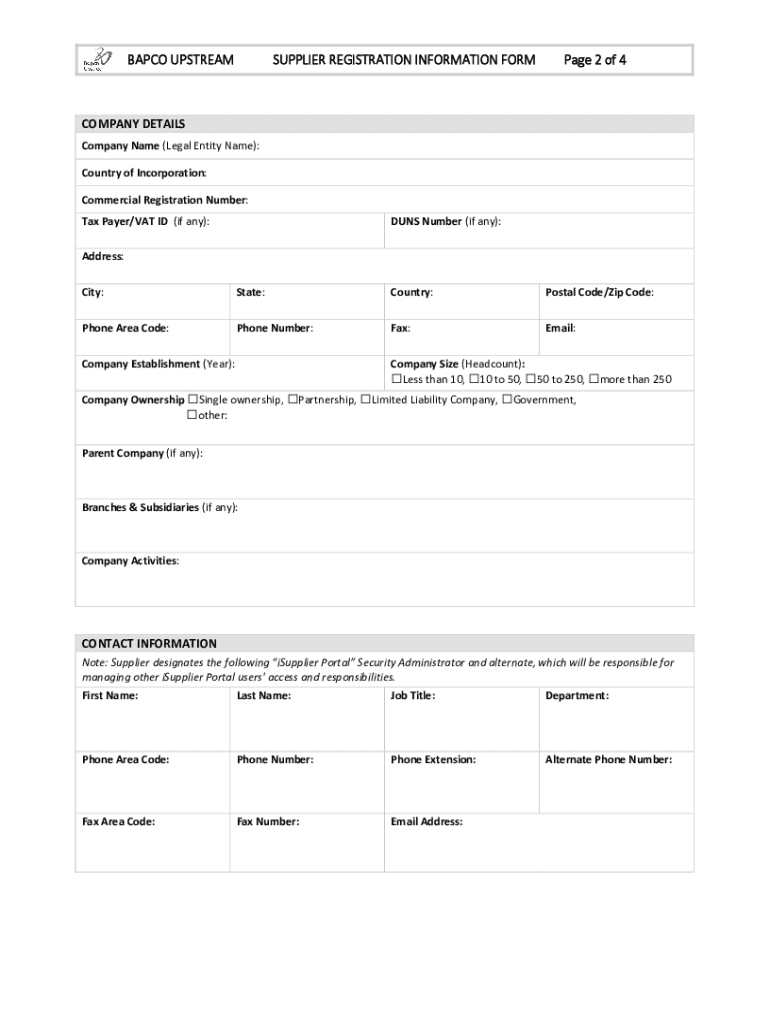 Fillable Online SUPPLIER REGISTRATION INFORMATION FORM 2019 - original Fax Email Print - pdfFiller