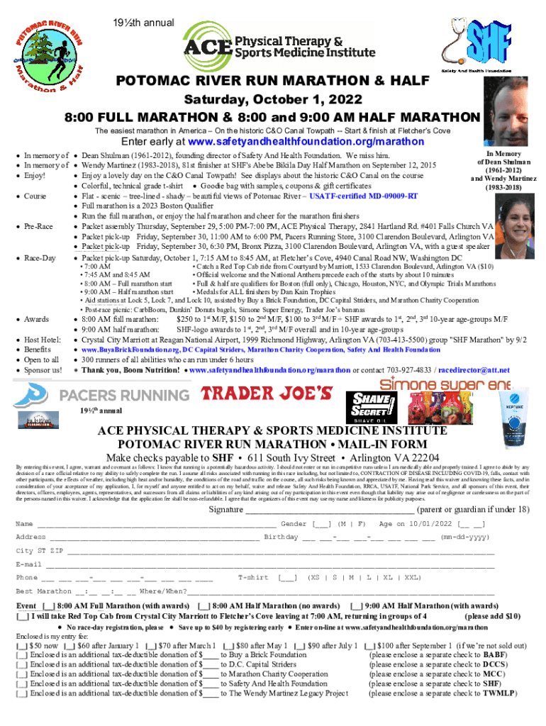 Fillable Online Potomac River Run Marathon & Half Race Reviews Fax ...
