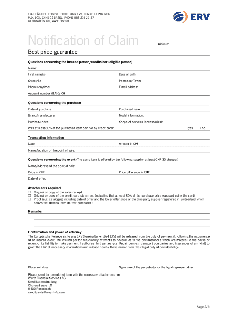 Fillable Online Breakdown/Theft of Vehicle - Erv.ch Fax Email Print ...