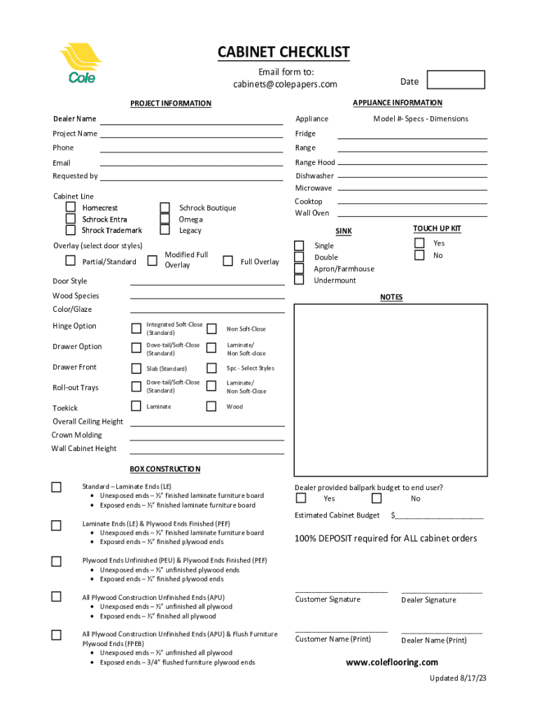 Fillable Online SCHROCK TRADEMARK CABINET CHECK LIST Fax Email Print ...