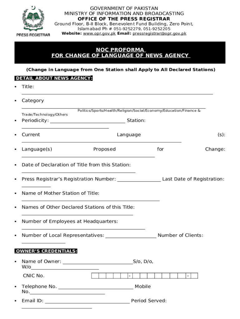 Online OPR Headquarters Islamabad Fax Email Print Doc Template | pdfFiller