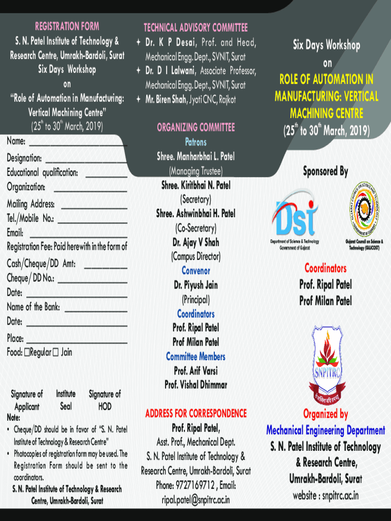 Fillable Online snpitrc ac SN Patel Institute of Technology And ...