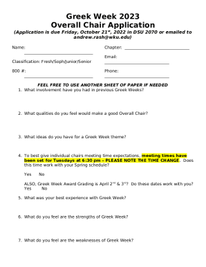 WKU Greeks Calendar Doc Template | pdfFiller