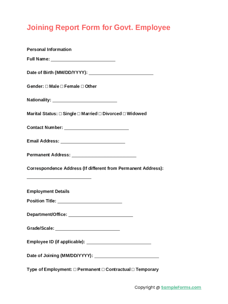Joining Report for Govt Doc Template | pdfFiller