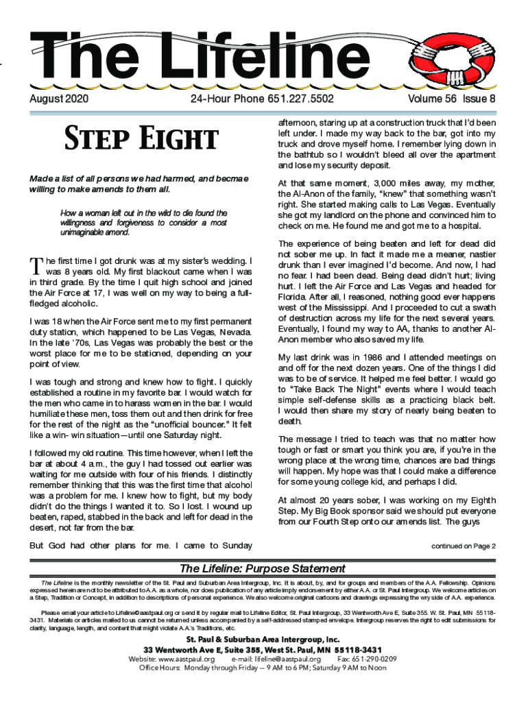 Fillable Online STEP EIGHT: Made a list of all persons we had harmed ...