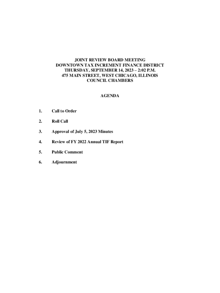 Fillable Online TIF District Joint Review BoardDes Plaines, IL Fax ...