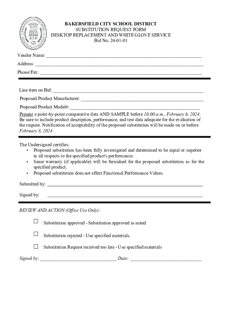 Fillable Online The Bakersfield City School District is soliciting bids for All-In-One Desktops ...