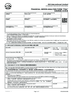 Fillable Online FINANCIAL NEEDS ANALYSIS FORM FNA... Fax Email Print ...