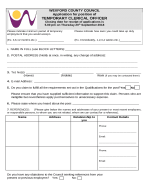 Temporary-Clerical-Officer-Application-. ... Doc Template | pdfFiller