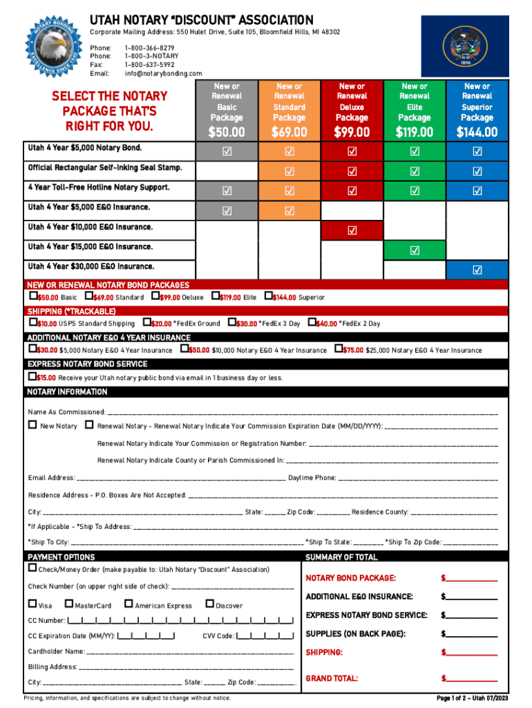 Fillable Online Utah 4 Year $5,000 Notary Bond Fax Email Print - pdfFiller