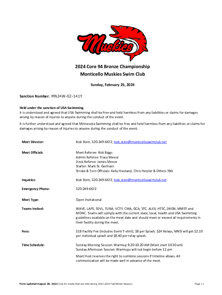 Fillable Online 2024 Maverick Speedo Feed The Fire Meet Packet Fax ...