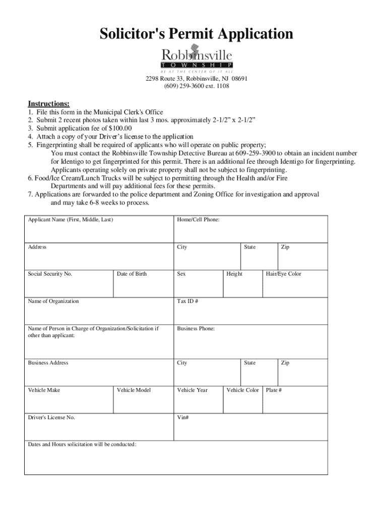 Fillable Online Solicitor's Permit Process - NJ.gov Fax Email Print ...
