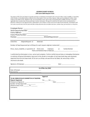 Fillable Online SICK BANK REQUEST FORM.doc Fax Email Print - pdfFiller
