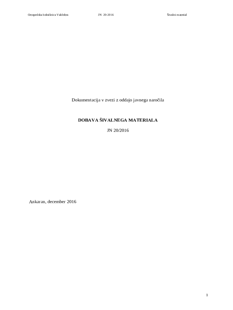VSEBINA DOKUMENTACIJE V ZVEZI Z ODDAJO JAVNEGA NARO Doc Template | pdfFiller