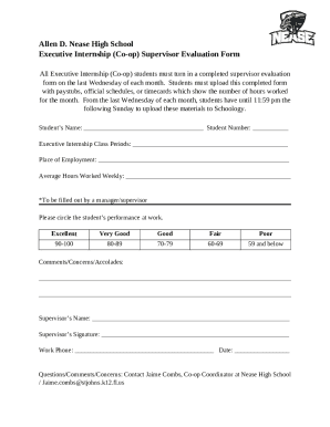 On-Campus-Supervisor-Evaluation-- ... - www-nhs stjohns k12 fl Doc Template | pdfFiller