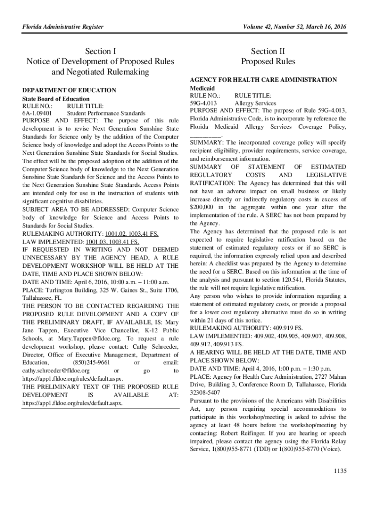 Fillable Online 6A-1.09401 : Student Performance Standards - Florida ...