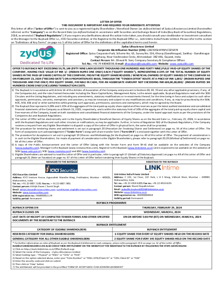 Fillable Online Guidelines for returning of draft offer document and ...