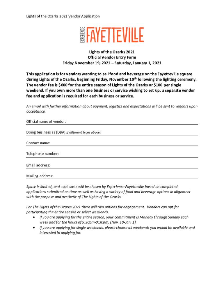 Fillable Online Reminder: Lights of the Ozarks to kick off with parade, ... Fax Email Print ...