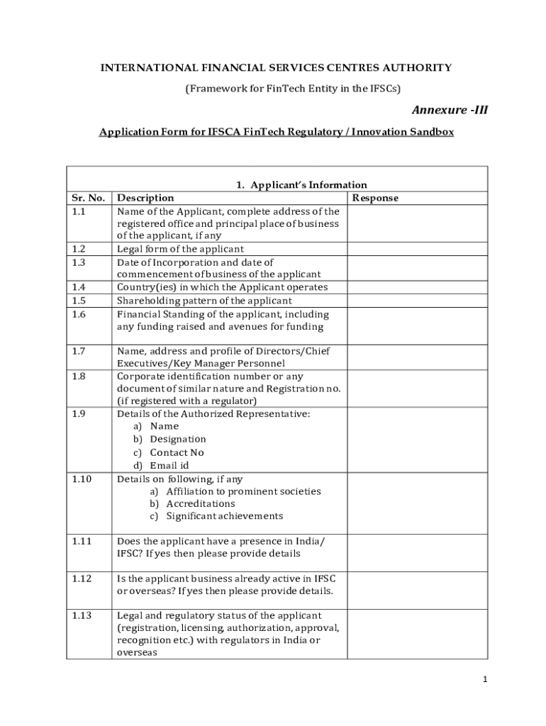 Fillable Online IFSCA Issues Guidelines and Application Form for ...