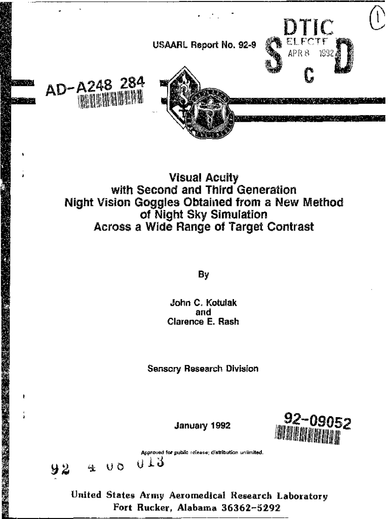 Fillable Online Visual Acuity with Second and Third Generation Night ... - DTIC Fax Email Print ...