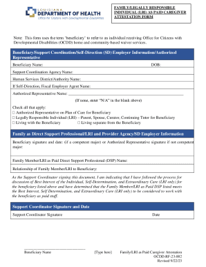 Fillable Online Family as Paid Caregiver Attestation - La Dept. of ...