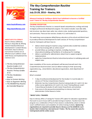 Fillable Online The Key Comprehension Routine - Keys to Literacy Fax ...