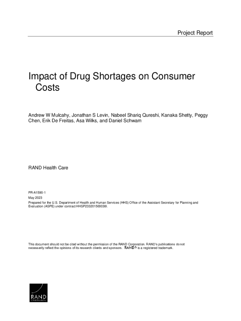 Fillable Online aspe hhs Impact of Drug Shortages on Consumer Costs ...