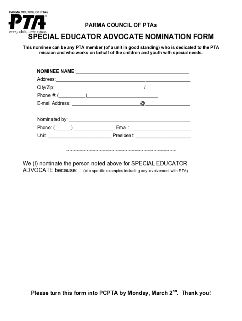 Fillable Online HELPING HANDS NOMINATION FORM Fax Email Print - pdfFiller