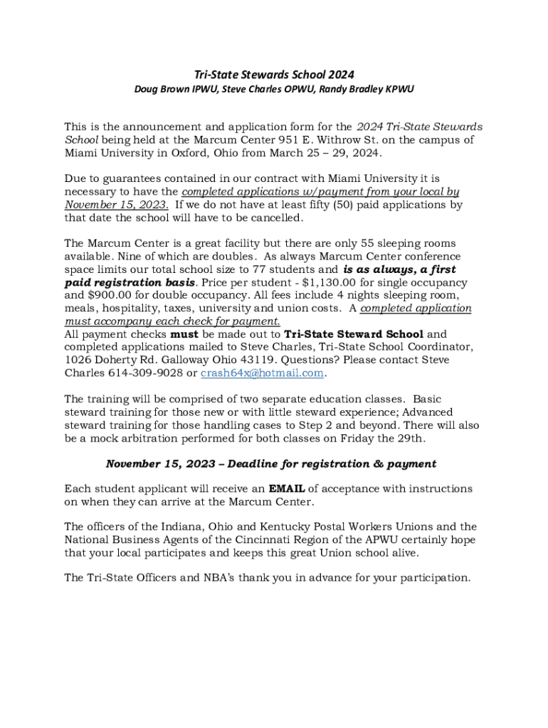 Fillable Online Tri-State Stewards School 2024 Fax Email Print - pdfFiller