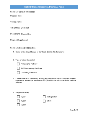 Fillable Online COEHD Micro-Credential Proposal Form Fax Email Print ...