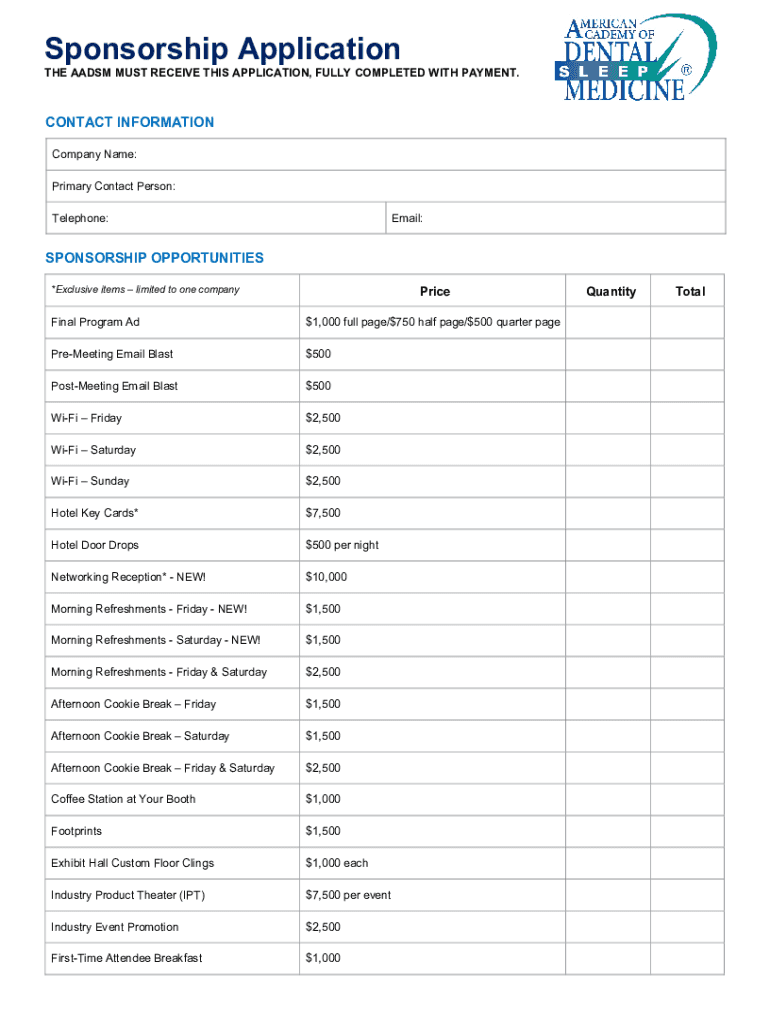 Fillable Online OAT Awareness Sponsorship Program 2024 Application Fax ...