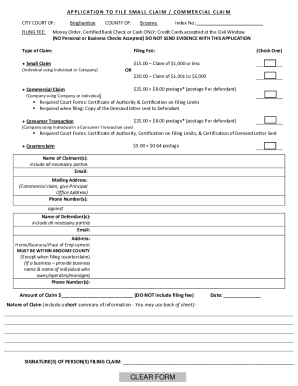 Fillable Online procedure for filing a claim in small claims court Fax ...