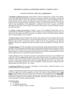 Fillable Online Facility Rules and Use Agreement Kitchen Use Fax Email ...