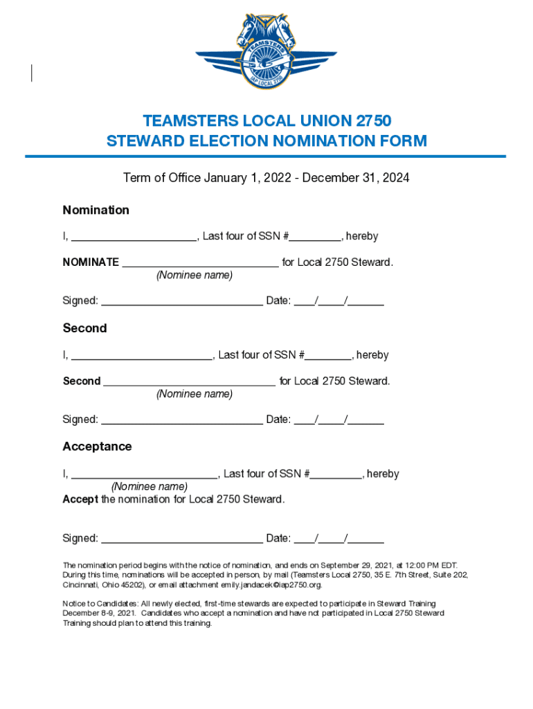 Fillable Online Steward Nominee Form 20210823-2.docx Fax Email Print ...