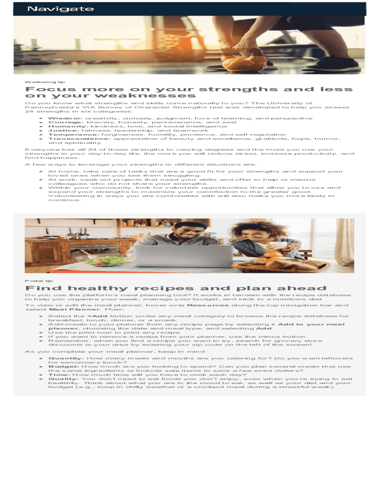 Fillable Online Focus more on your strengths and less on your ...