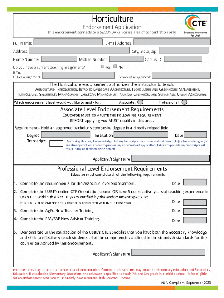Fillable Online Horticulture Endorsement Application Fax Email Print ...