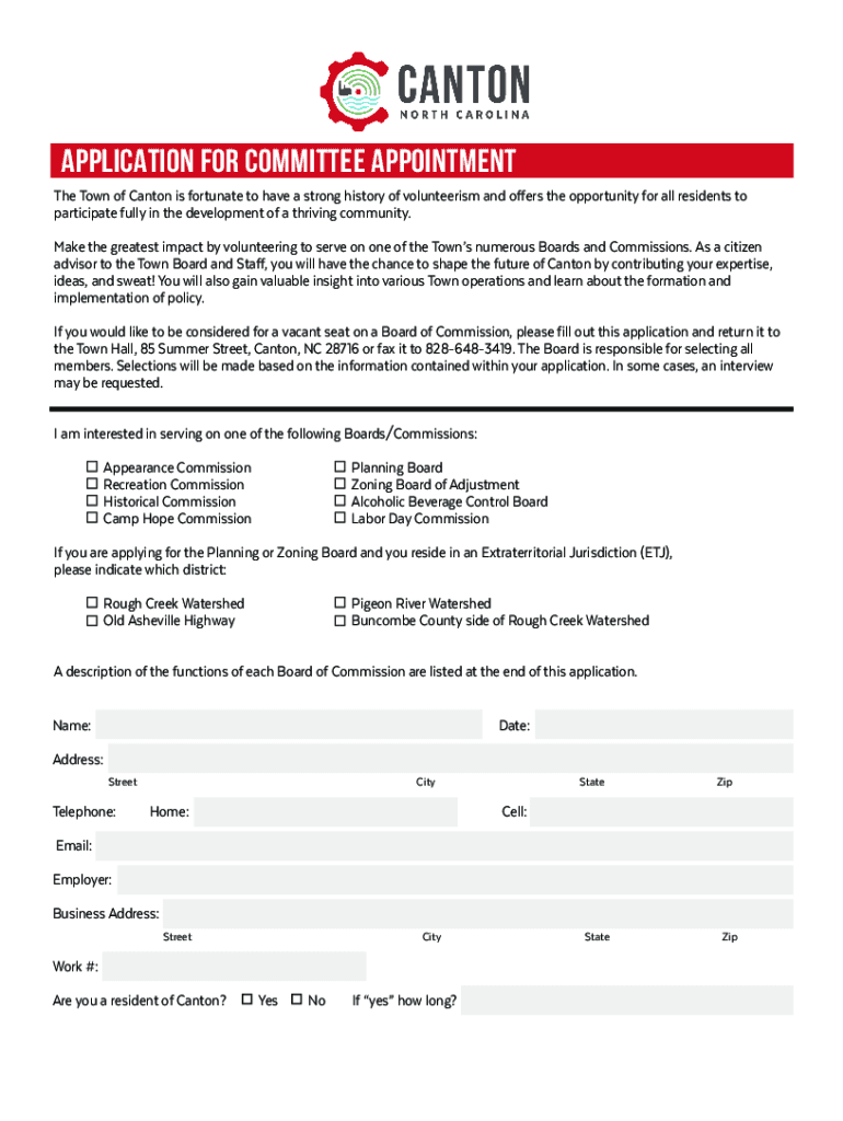 Fillable Online Community ServiceTown and Village of Canton, New York ...