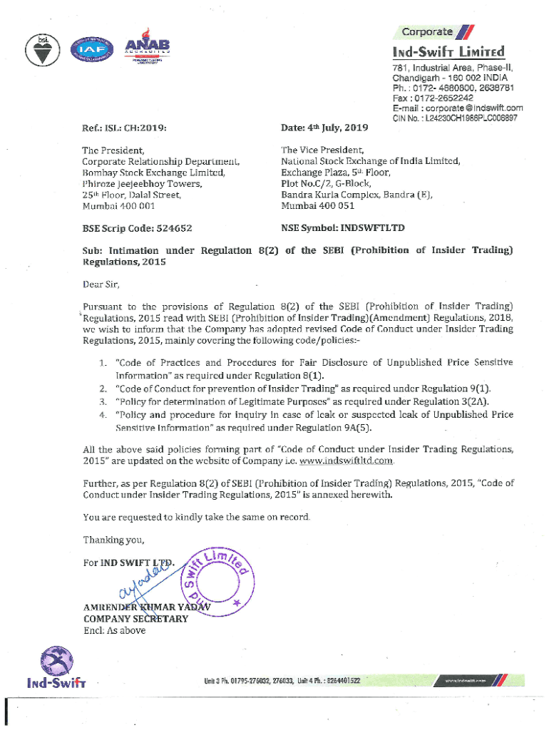 Fillable Online code of practices and procedures for prevention of ...