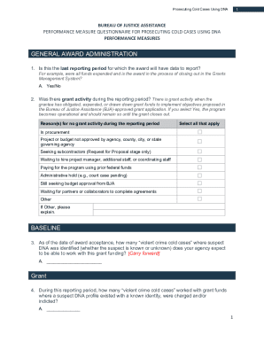 Fillable Online PERFORMANCE MEASURE QUESTIONNAIRE FOR PROSECUTING COLD CASES USING DNA ...