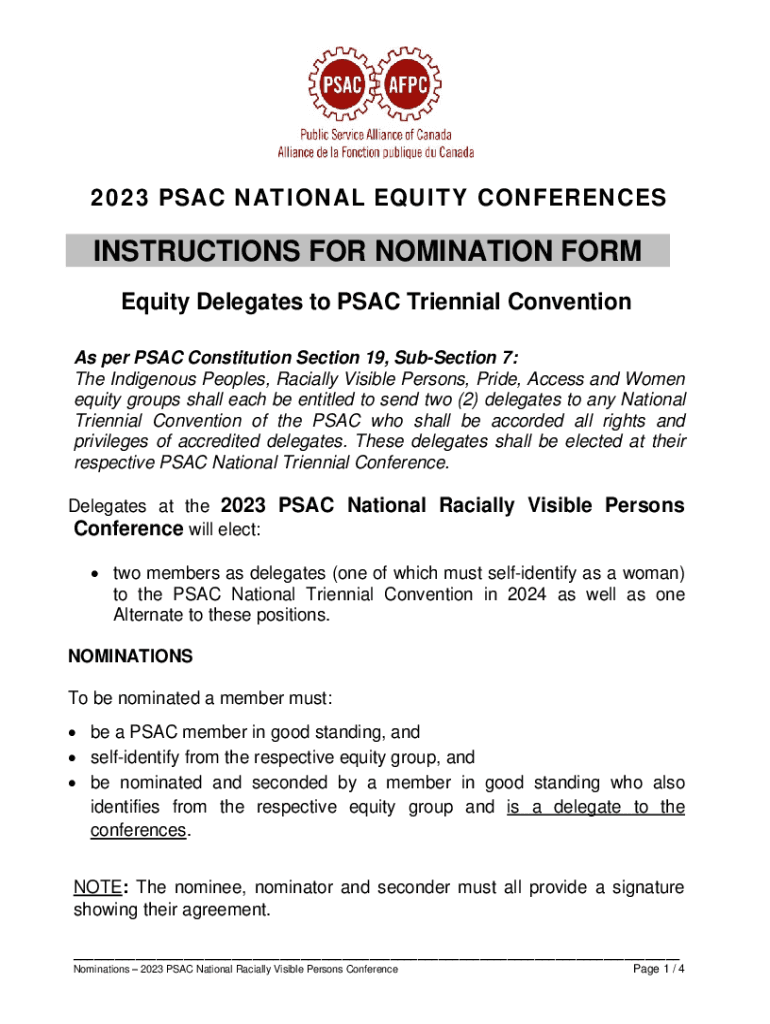 Fillable Online Electing delegates to the PSAC Convention from regions ...