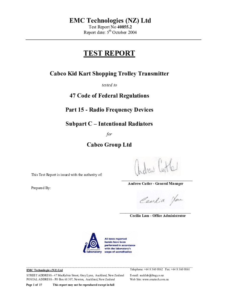 Fillable Online EMC Test Report - New Filing Fax Email Print - pdfFiller