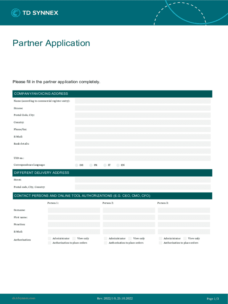 Fillable Online TD SYNNEX Canada Fax Email Print - pdfFiller