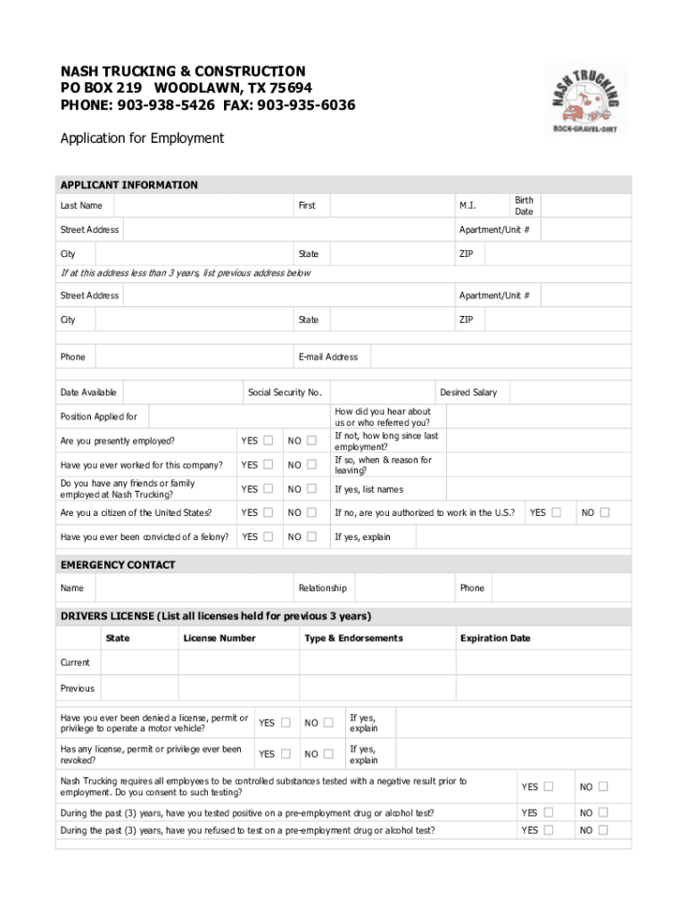 Fillable Online New General Employment application Fax Email Print - pdfFiller