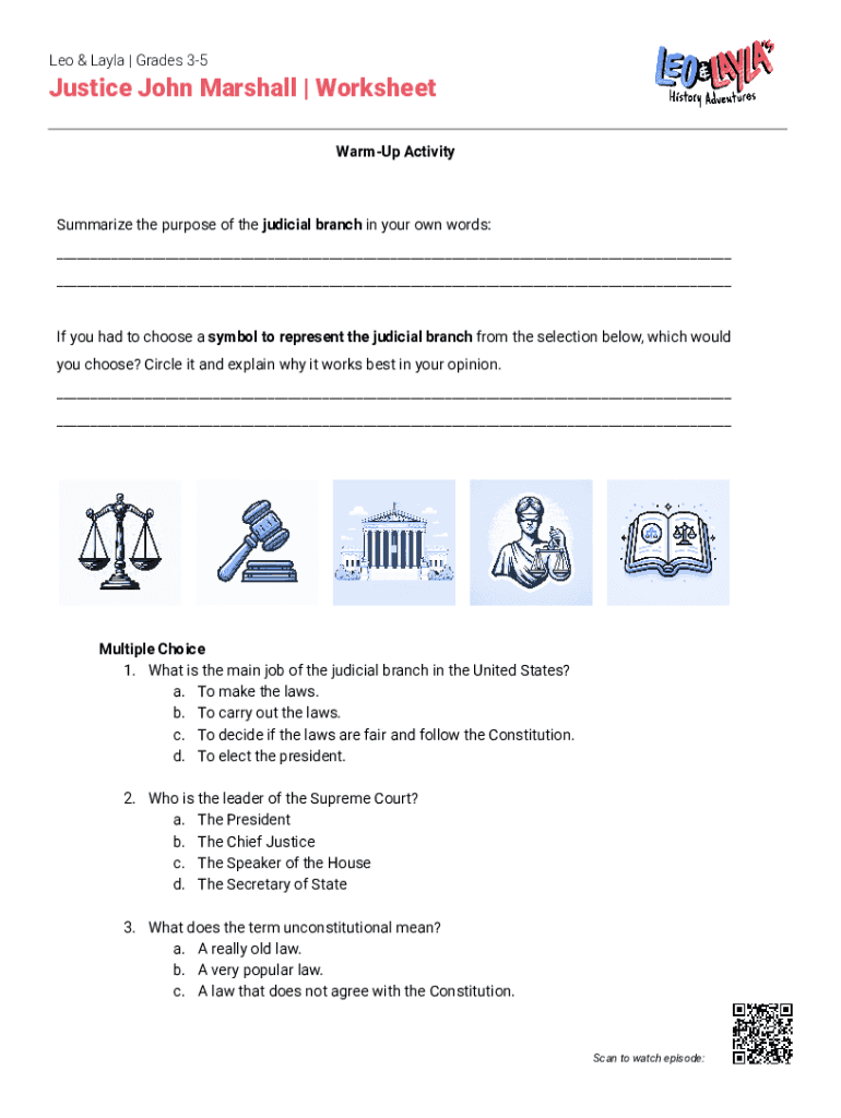 Fillable Online Justice John MarshallWorksheet Fax Email Print - pdfFiller