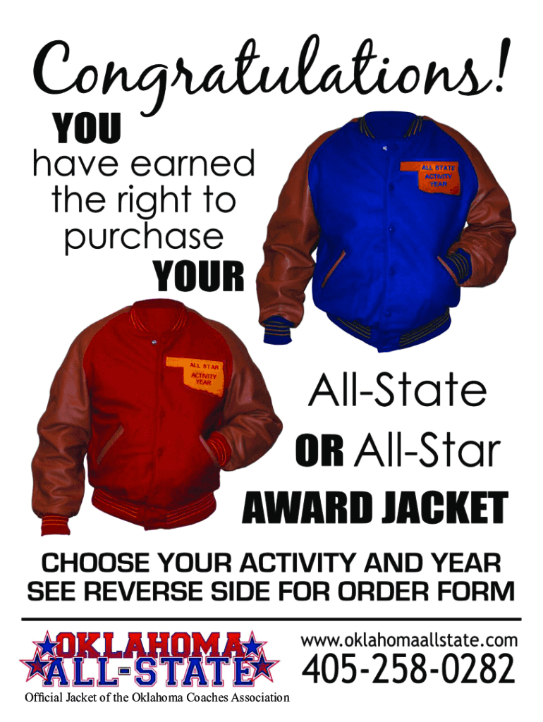 Fillable Online Official Jacket of the Oklahoma Coaches Association Fax ...