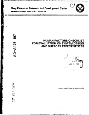 Fillable Online Human Factors Checklist for Evaluation of System Design ...