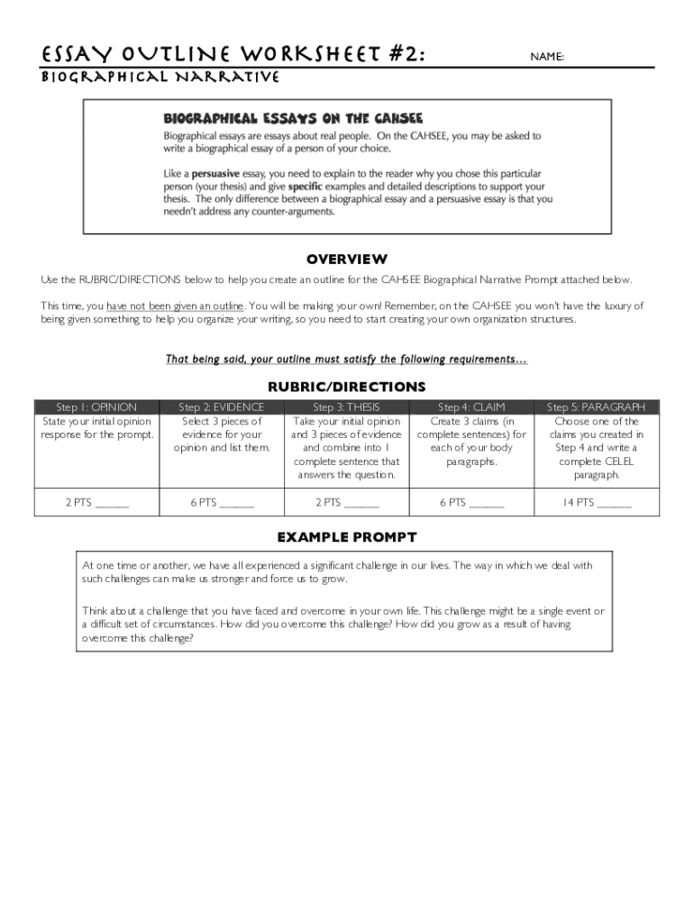 Fillable Online Essay Outline Worksheet 2.docx Fax Email Print - pdfFiller